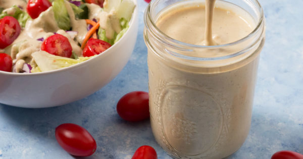 Savory Garlic Dressing - Almond Based and Oil-free | A Plantiful Path