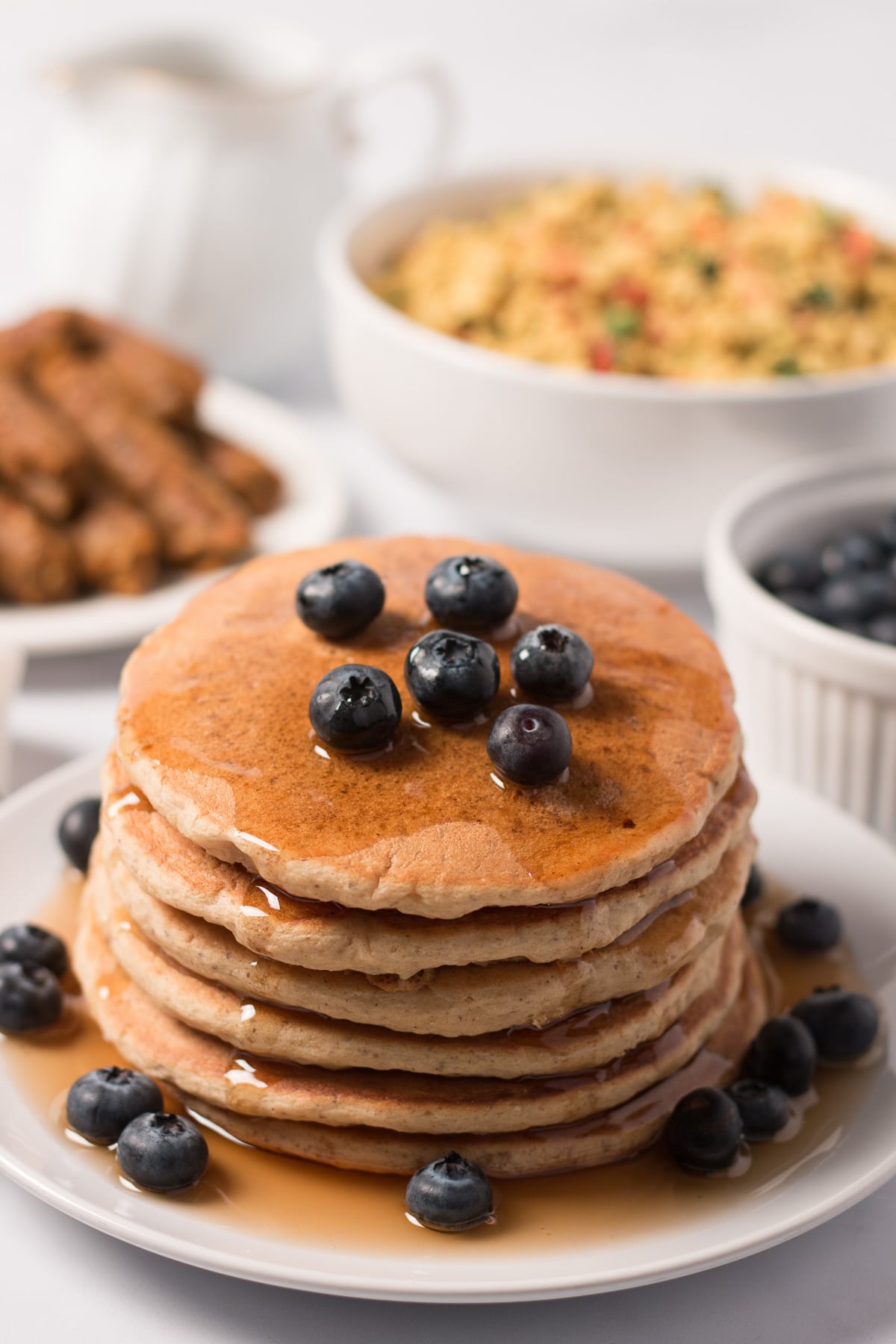 Easy Whole Wheat Vegan Pancakes - No Oil - A Plantiful Path